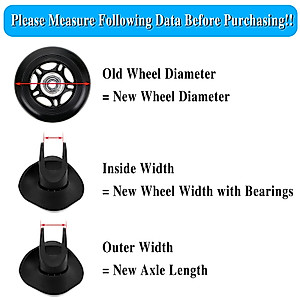 OwnMy 70mm x 24mm Luggage Suitcase Replacement Wheels, Rubber Swivel Caster Wheels Bearings Repair Kits, A Set of 2