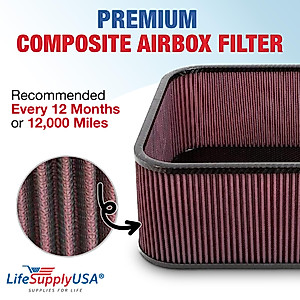 LifeSupplyUSA Replacement Composite Airbox Flat Top Sprint Car Style Compatible with K&N Model 100-8566 K & N
