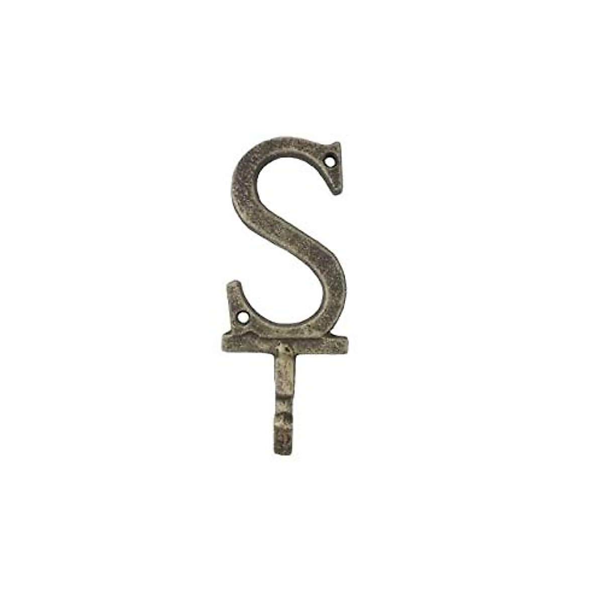 Handcrafted Nautical Decor Rustic Gold Cast Iron Letter S Alphabet Wall Hook 6"