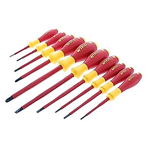 Wiha 32093 Slotted and Phillips Insulated Screwdriver Set, 1000 Volt, 10 Piece