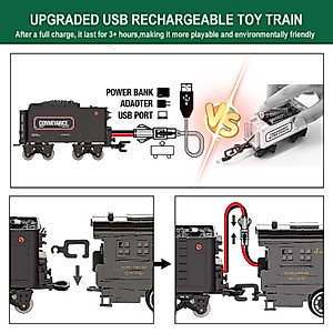 Electric Train Sets for Boys Girls Metal Alloy Christmas Trains Toys Steam Locomotive, Passenger Carriages, Tracks, Light & Sounds Rechargeable Birthday Gifts for Kids 3 4 5 6 7 8 + Years Old Green