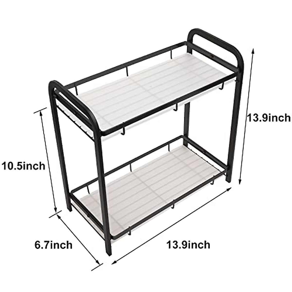 Hihotiner 2 Tier Bathroom Counter Organizer, Premium Sink Organizer Countertop, Kitchen Spice Rack Storage Shelf, Living Room Organization, Dresser Top Vanity Tray, Bedroom Storage, Black