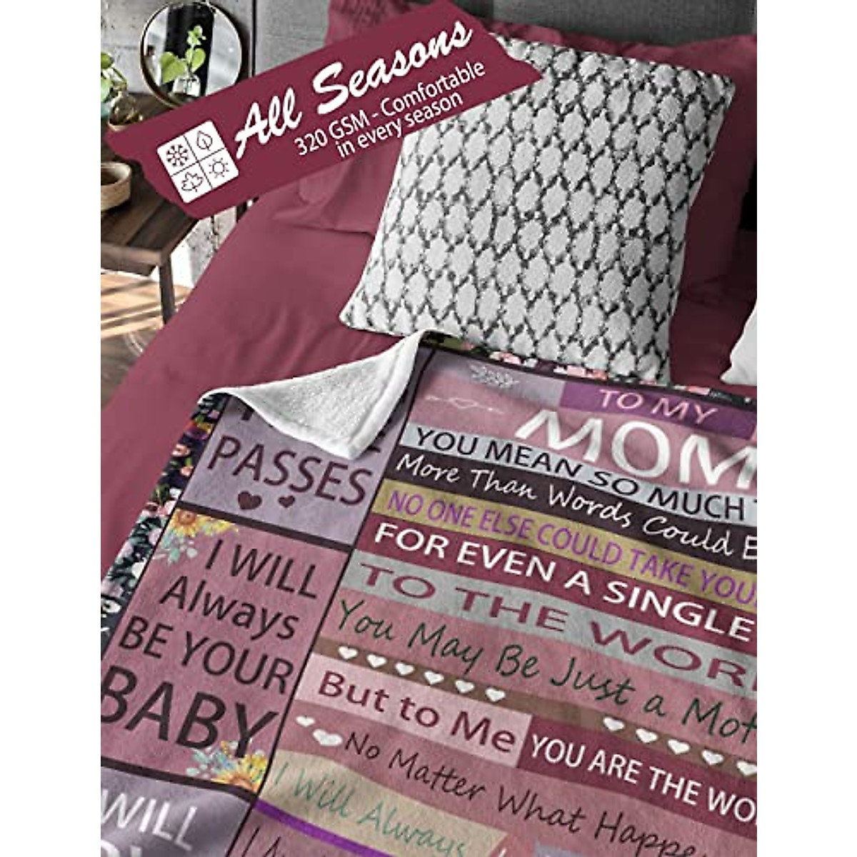 RFHBP Gifts for Mom, Gifts for Mom from Daughter, Mom Gifts, Birthday Gifts for Mom, Mom Birthday Gifts, Gift for Mom, for Mom Blanket 50" × 60"