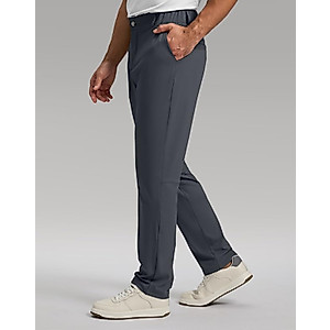 Soothfeel Men's Golf Pants with 5 Pockets Slim Fit Stretch Sweatpants Casual Travel Dress Work Pants for Men (Ink Grey, L)