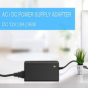 JOYLIT 12V 8A Power Supply Adapter, AC 110V-240V Convert to DC 12 Volt 8Amp Transformer with 2.1 X 5.5mm US Plug 3.6ft Cord Adaptor for LED Light Strip, CCTV Camera