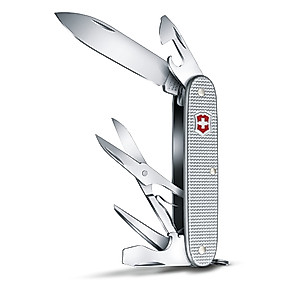 Victorinox Pioneer X Alox Swiss Army Knife, 9 Functions, Swiss Made Pocket Knife with Scissors, Reamer, Key Ring and Large Blade - Silver