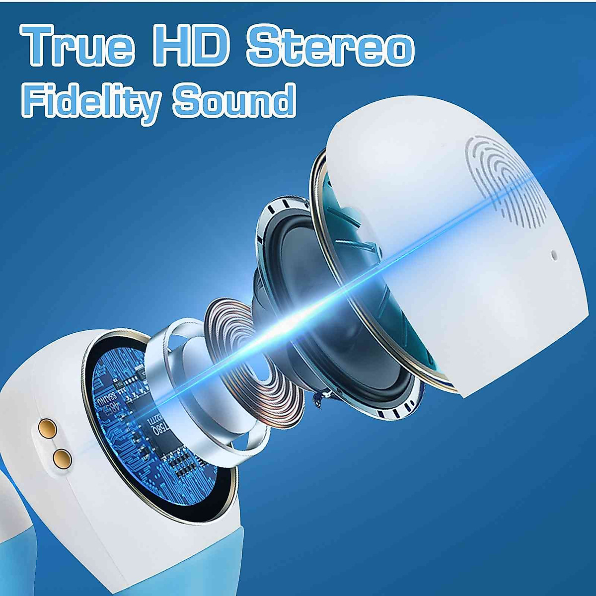 UrbanX UX3 True Wireless Earbuds Bluetooth Headphones Touch Control with Charging Case Stereo Earphones in-Ear Built-in Mic Headset Premium Deep Bass for Samsung Galaxy J8 - Blue