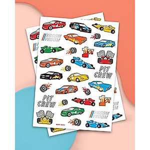 xo, Fetti Race Car Party Supplies Temporary Tattoos - 46 Foil Styles | Racecar Birthday, Pit Crew, Checkered Flags, Vroom, Wheels