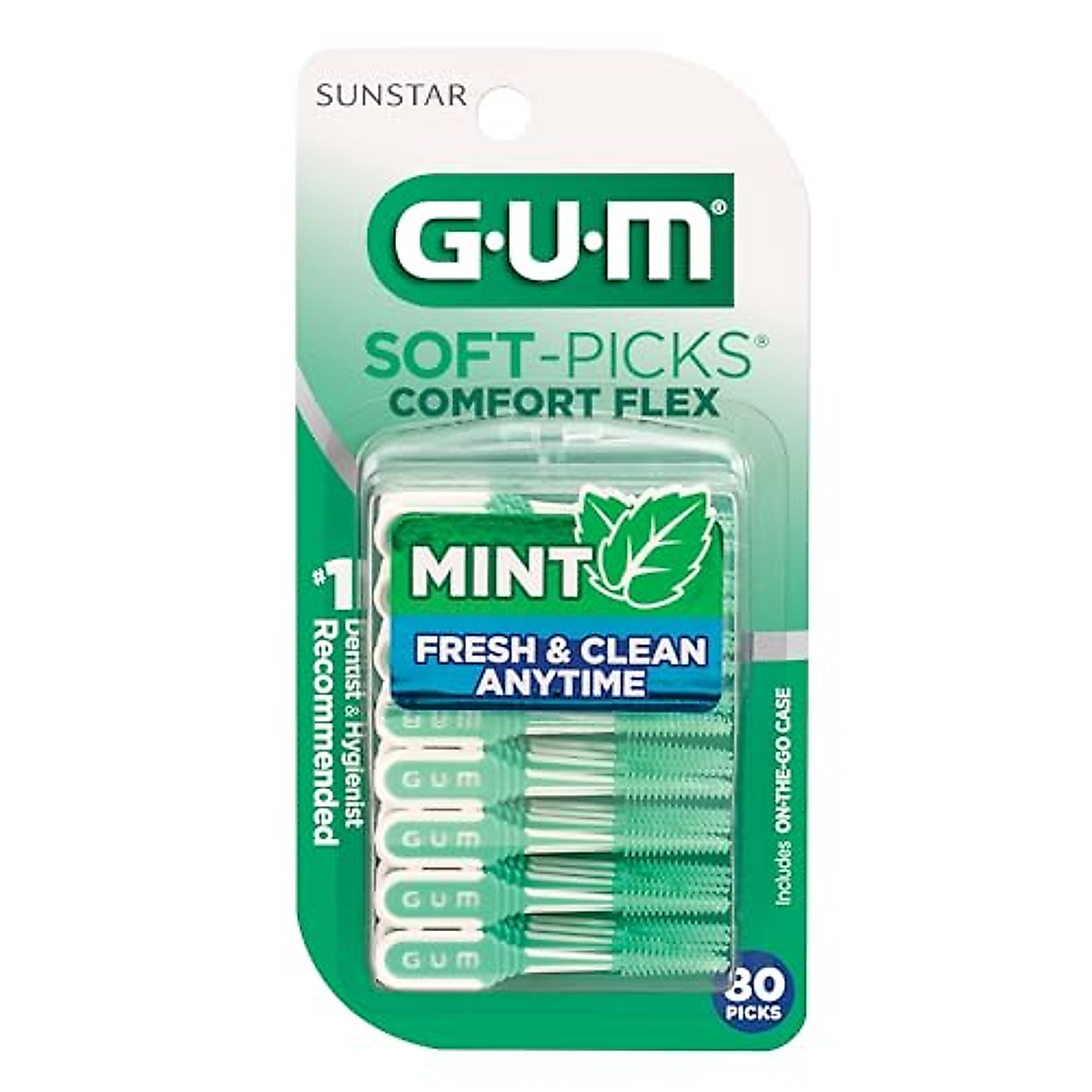GUM Soft-Picks Comfort Flex, Easy to Use Dental Picks for Teeth Cleaning and Gum Health, Disposable Interdental Brushes with Convenient Carry Case, Dentist Recommended Dental Floss Picks, 80ct