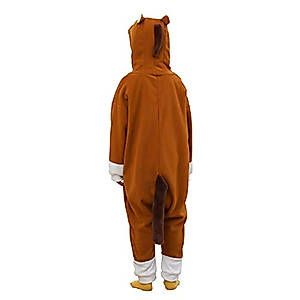 Brown Horse Cuddly Plush One Piece Pajamas Cosplay Costume for Kids 3t 4t 5t