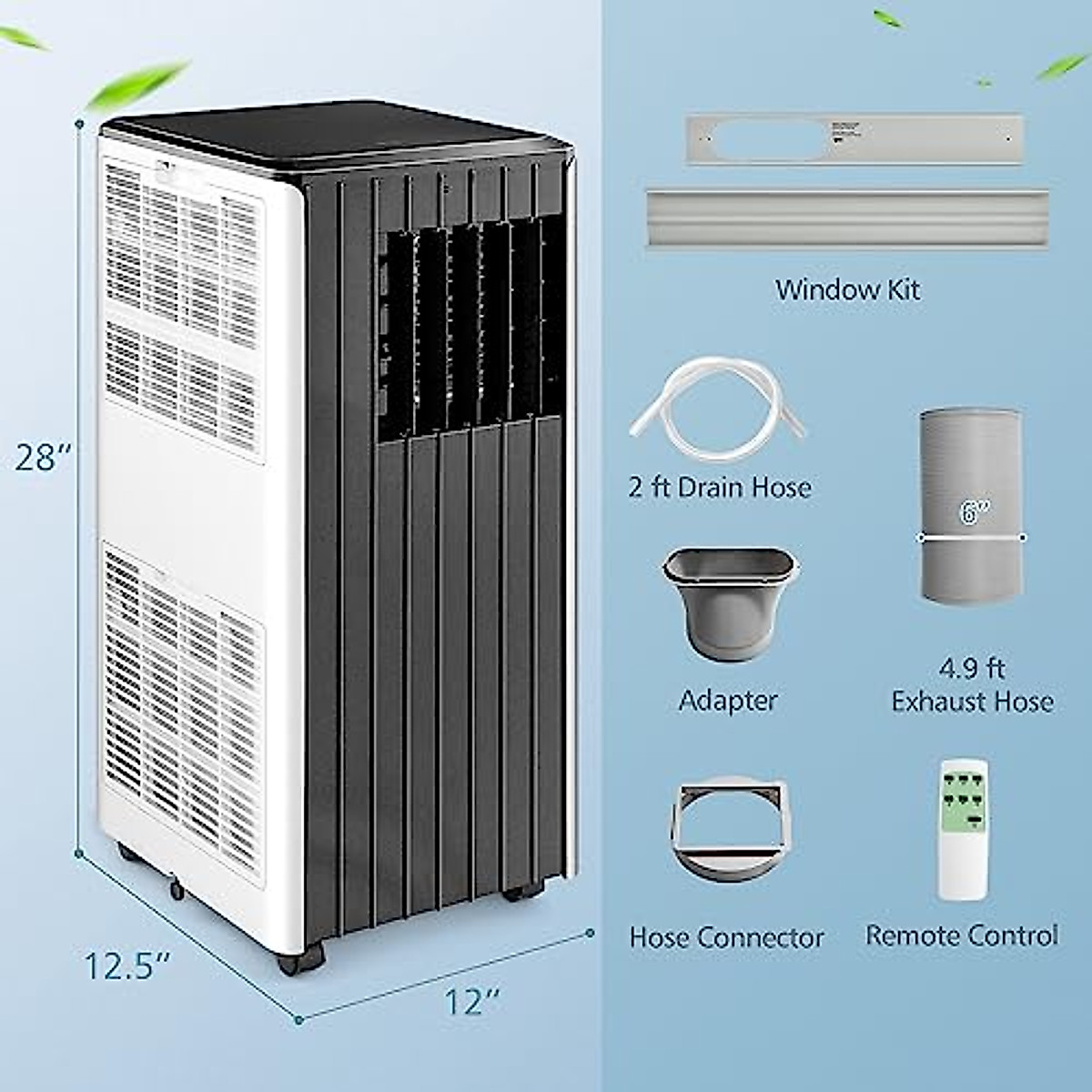 PETSITE 8000 BTU Portable Air Conditioner, 3-in-1 AC Cooling Unit with Remote Control, Dehumidifier & 24H Timer, Stand up Air Conditioner Cools Rooms up to 250 Sq.Ft, Window Kit Included
