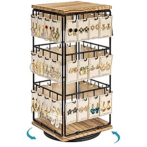 Yoimori 360 Rotating Earring Display Stands for Selling, Earring Rack Display Holder Stand, Jewelry Display for Vendors Selling Earring Cards, Necklaces, Bracelets, Hair Accessories (48 Hooks)