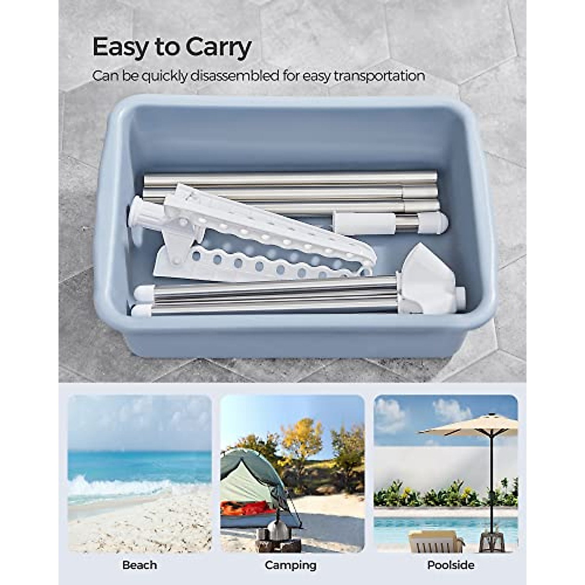 SONGMICS Clothes Drying Rack, 59.6 Inches High Folding Laundry Drying Rack with 3 Rotatable Arms for Hangers, 4 Legs, Stainless Steel, for 27 Pieces of Clothes, White and Silver ULLR510W01