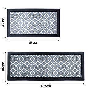 comfoyar Kitchen Rug Set, 2 Pieces Non-Slip Backing Mat, Machine Washable Rug, Absorbent Kitchen Runner Set for Kitchen Floor, Sink, Laundry, Hallway, Dining Room and Office, 17"x31"+17"x47"
