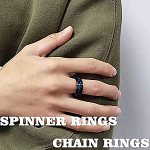 Supra Diamanto 9pcs Spinner Rings for Women Anxiety Relief -Size 7-12 Fidget Rings, Sand Blasted Finished Band Set, Anxiety Ring Spinner Fidget Band Chain Rings for Women Man (A 9, 11)