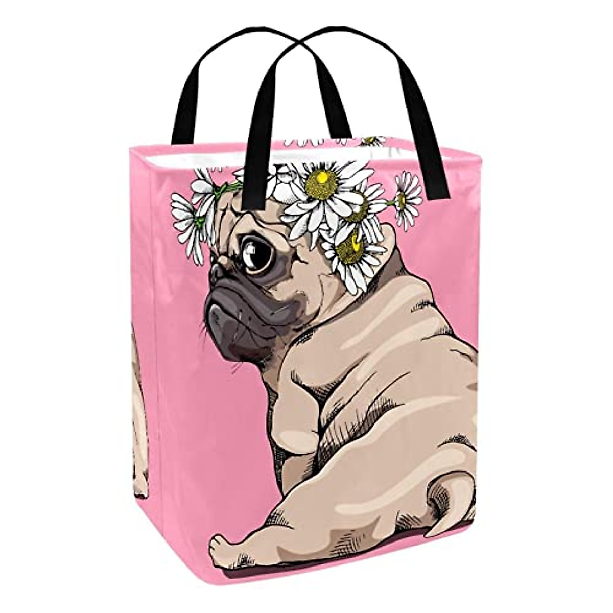 Garland Bulldog Print Collapsible Laundry Hamper, 60L Waterproof Laundry Baskets Washing Bin Clothes Toys Storage for Dorm Bathroom Bedroom