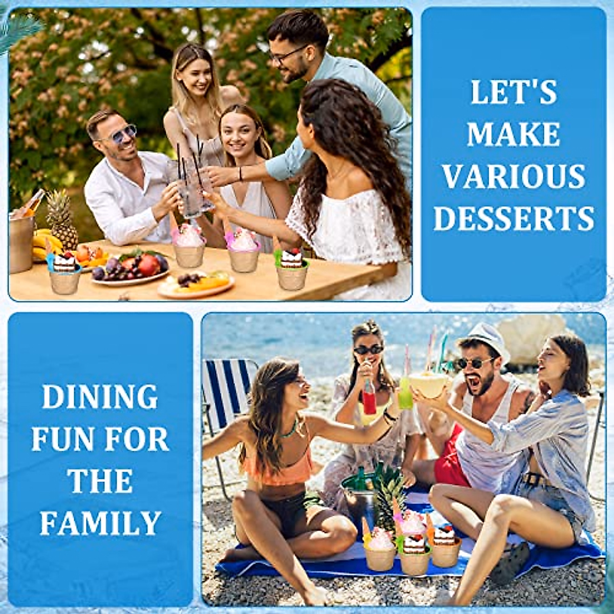 Meanplan 48 Sets Plastic Ice Cream Bowls Candy Color Ice Cream Cups with Spoon Reusable Cute Dessert Bowl for Kids Sundae Candy Yogurt Pudding Mousse DIY Baking Summer Holiday Birthday Party (Round)