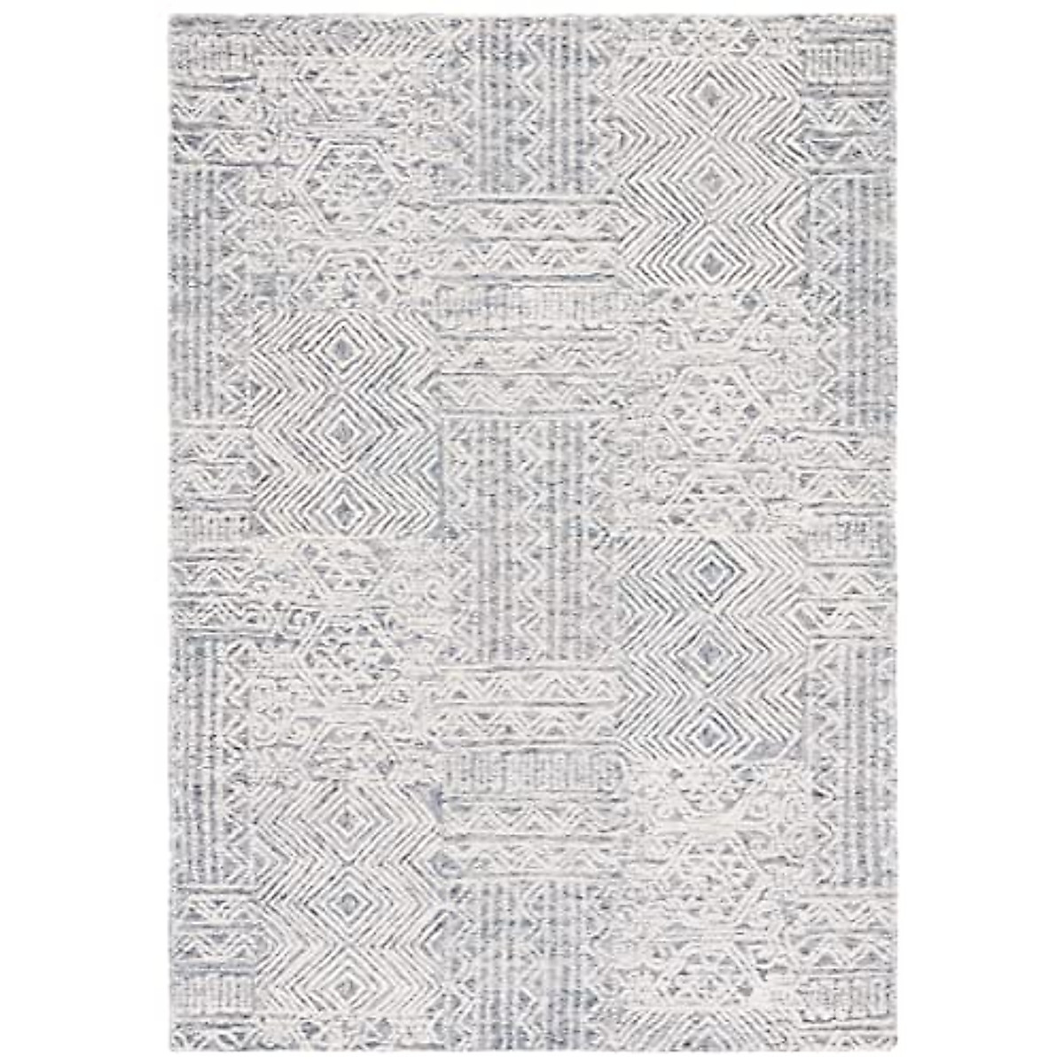 Safavieh Abstract Collection Area Rug - 8' x 10', Grey & Ivory, Handmade Wool, Ideal for High Traffic Areas in Living Room, Bedroom (ABT225F)