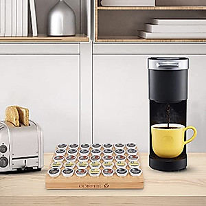MinBoo BamBoo k cup holder Drawer or Countertop k cup Organizer Coffee Pod Holder Hold 35 Coffee Pod Storage Kcup coffee pods holder for coffee station Office and Kitchen k cup storage