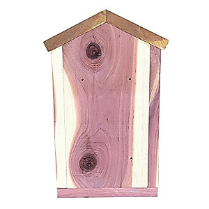 Vundahboah Amish Goods Screech Owl House Box for Nesting- Handmade in USA- Solid Cedar Wood Saw-Whet/Kestrel/Screech Owl/Flicker- Cedar Shavings Included