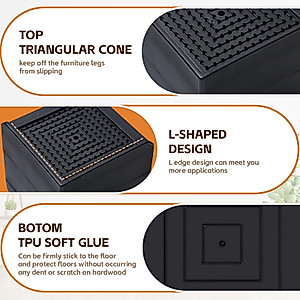 JONHWI Bed Risers, Furniture Raise Blocks, 2,3 or 4 inch Stilts Heavy Duty for Bed Couch Desk Sofa Table Lifts, Furniture Legs Lifters Support up to 1300 Lbs (Black, 4 Pack Set)