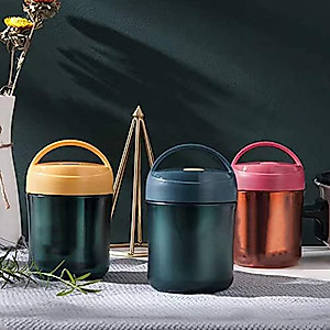 LGsilent Food Thermos 17 Ounce Stainless Steel Vacuum Insulation Lunch Container With Spoon， Insulated Food Jars for Adults and Children（red） 5.9x3.8in