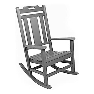 PolyTEAK Porch Rockers Collection Poly Lumber Wood Alternative All Weather Modern Outdoor Rocking Chair for Patios, Porches, and Pool Side, Grey