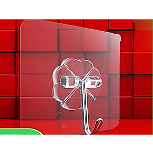 PGLY Adhesive Hooks Kitchen Wall Hooks - Heavy Duty 13.2lb(Max) Nail Free Sticky Hangers with Stainless Waterproof & Oilproof Seamless Hooks Utility Towel Bath Ceiling Hooks