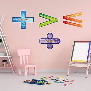 15 Pieces Educational Math Posters Set, 14×11 Inch Large Math Symbol Posters Math keywords Math Vocabulary Posters for Classroom, Laminated Teach Math Posters+Free 5 Pieces Stickers - Easy to Paste