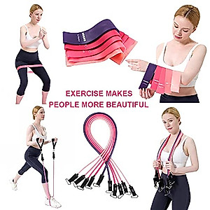 Zugoulook 18Pcs Resistance Bands Set for Women, 5 Stackable Exercise with Handles, Loop Bands, Jump Rope, Figure 8 Band, Ideal Home, Gym Fitness, Yoga, Full Body Workout