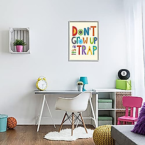 Stupell Industries Don't Grow Up It's a Trap, Design by Ellen Crimi-Trent Gray Framed Wall Art, 24 x 30, Multi-Color