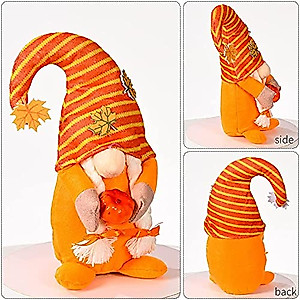 Sunflower Gnome 2Pcs Summer Fall Harvest Plush Gnomes Thanksgiving Decorative Doll Orange Maple Leaf Pumpkin Pine Cone Garden Decoration Home Farmhouse Kitchen Decor Bee Shelf Tiered Tray Ornaments