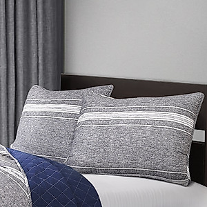 Lush Decor Marlton Stripe Quilt | Reversible Pattern 3 Piece Bedding Set - King - Gray