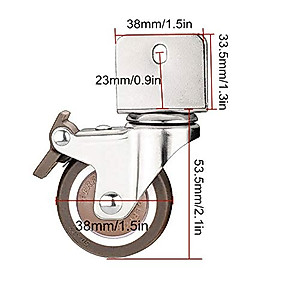 38mm Small Furniture Caster Wheels,360° Swivel Wheels,1,5in Moving Castor Wheels,TPE Rubber Caster,Double Bearing,with U-Shaped Bracket,75KG,4Pcs (Color : Universal, Size : 20mm/0.8in)