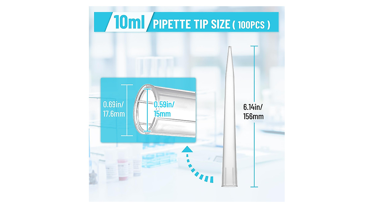 eLabPal 10ml Pipette Tips - Universal, Autoclavable, Precise Liquid ...