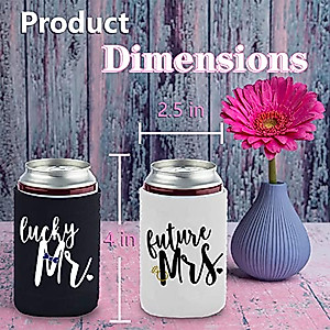 Bridal Shower Party Decoration Beer Can Coolie Coolers Funny Wedding Bride Groom Gifts-Lucky Mr Future Mrs(12-16 Oz Bottles,2 Pack)