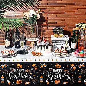 3 Pieces Whiskey Birthday Tablecloth Whiskey Cheer Happy Birthday Table Cover Beer Tablecloth Whiskey Birthday Party Decorations for Men Birthday Beer Theme Parties, 54 x 108 Inches