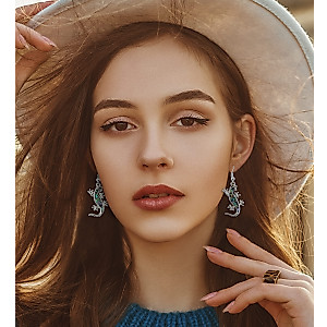 Aqua79 Gecko Earrings Jewelry - Authentic Dangle Hook Earrings Made with Natural Paua Abalone Shell - Unique Colorful Jewel For Women & Teens For Daily, Casual & Formal Occasions