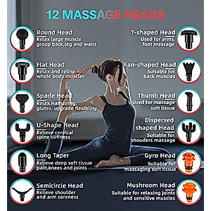 Massage Gun - Percussion Muscle Massage Gun for Athletes, Super Quiet Portable Electric Sport Massager, Handheld Deep Tissue Massager of Y8 Pro Max (Dark Black)