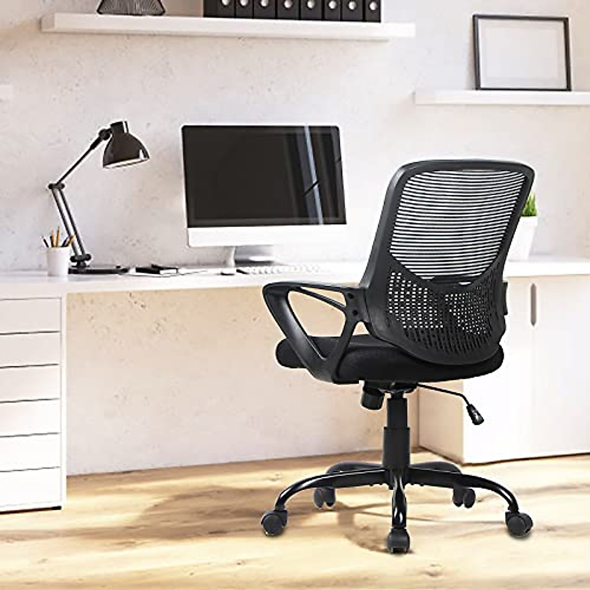 Office Chair, Ergonomic Home Desk Chair Mid Back Mesh Chair Rolling Swivel Computer Chair with Lumbar Support