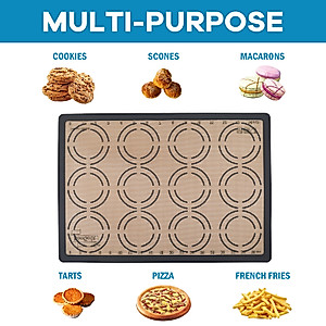 2 Pieces Silicone Baking Mat Set - Non Stick Food Safe, Silicone Fondant Sheet, Non Slip Pastry Mat Easy to Clean