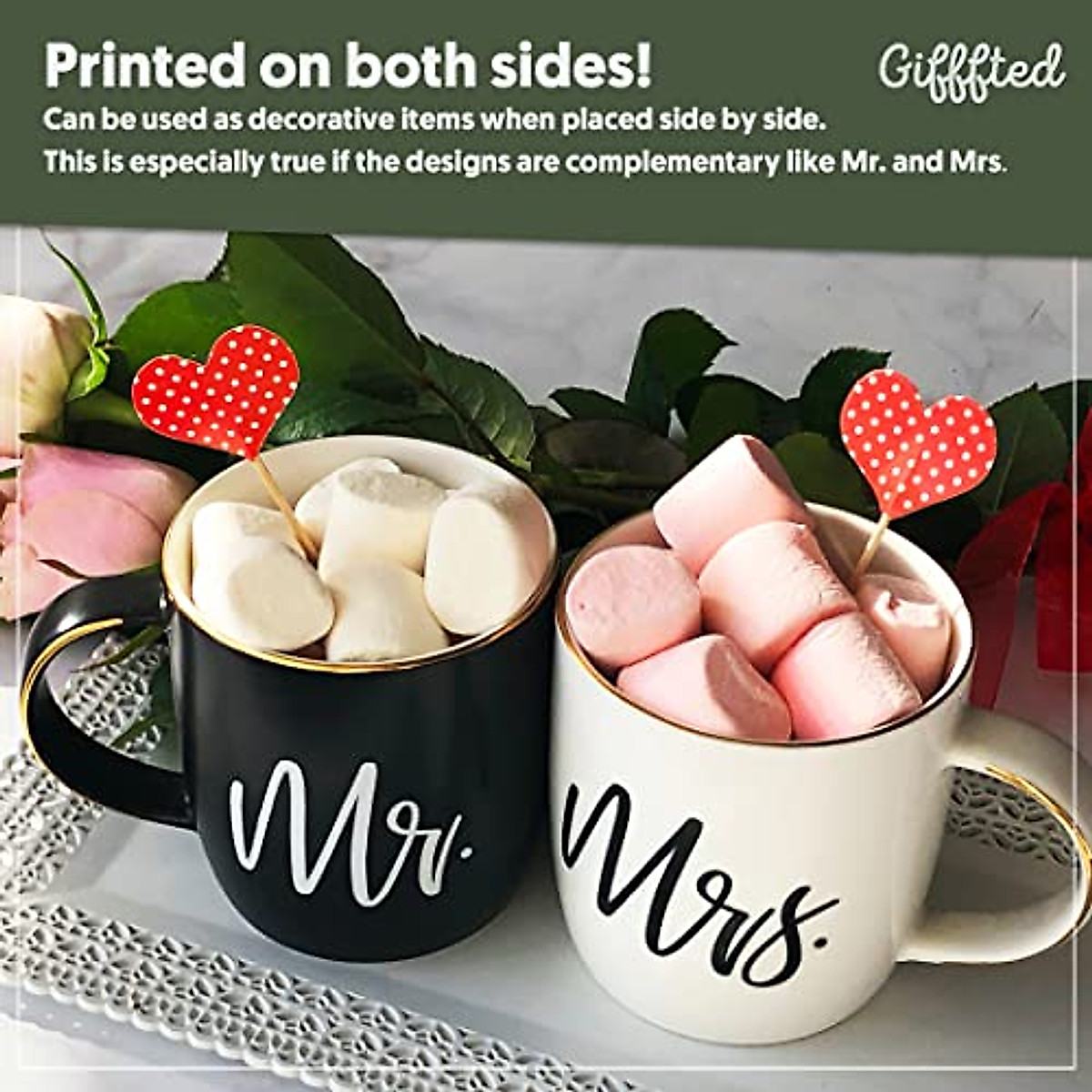 Triple Gifffted Couples Gifts For Christmas, Wedding Anniversary, Engagement - Valentines Day Mr and Mrs Mugs Couple Gift For Husband and Wife, His/Hers Men/Women Him/Her, Bride & Groom, Newlywed