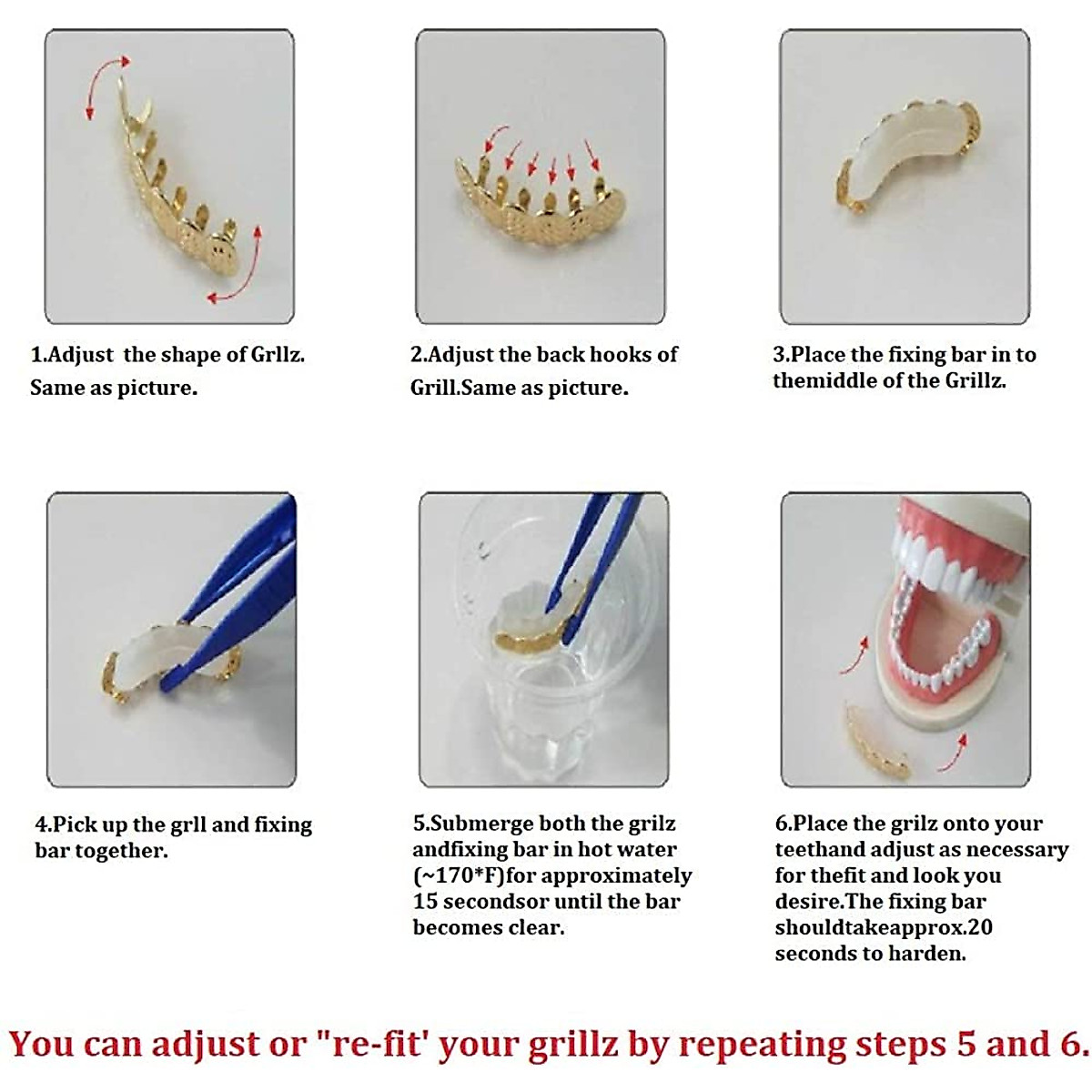 Huliyhus 18K Gold Plated Hip Hop Teeth Grillz Caps Top and Bottom Vampire Fangs Grills Set for Men Women Party Accessories Teeth Grills (03, Silver), One Size