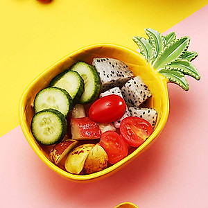 Cabilock Ceramic Appetizer Plate Pineapple Shape Bowl with Spoon Dessert Salad Pasta Bowls Food Serving Tray for Fruit Cheese Dessert Snack (300ml)