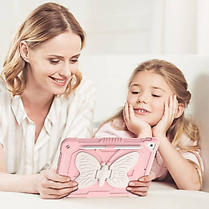 YINLAI for iPad 10.2 Inch Case,iPad 9th 8th 7th Generation Case,iPad air 3rd Case with Pencil Holder Kids Girls Butterfly Kickstand Shockproof Protective Cover for iPad 9th 8th 7th Gen 2021/2020,Pink
