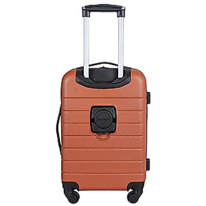 Wrangler Smart Luggage Set with Cup Holder and USB Port, Burnt Orange, 20-Inch Carry-On