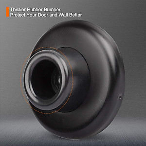 KOVOSCH Concave Wall Door Bumper Stop Black – 2-1/2” Outside Diameter Stainless Steel Cover with 1-1/8” Black Rubber Bumper – Easy to Install with Screw