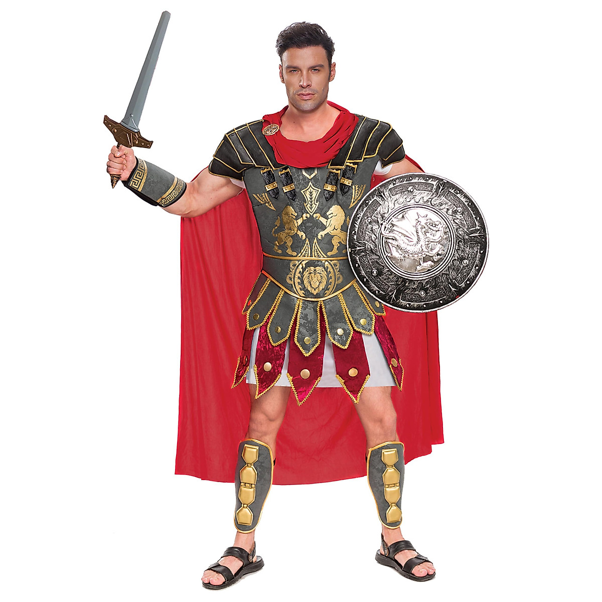 Spooktacular Creations Brave Men’s Roman Gladiator Costume Set for Halloween Audacious Dress Up Party