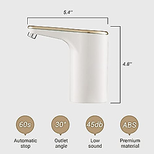 Water Bottle Pump, 5 Gallon Water Dispenser Pump, Universal USB Charging Portable Water Drinking Water Pump for 2-5 Gallon Bottle, Portable Electric Water Jug Pump