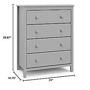 Storkcraft Alpine 4 Drawer Chest (Pebble Gray) – GREENGUARD Gold Certified, Dresser For Nursery, 4 Drawer Dresser, Kids Dresser, Nursery Dresser Drawer Organizer, Chest of Drawers